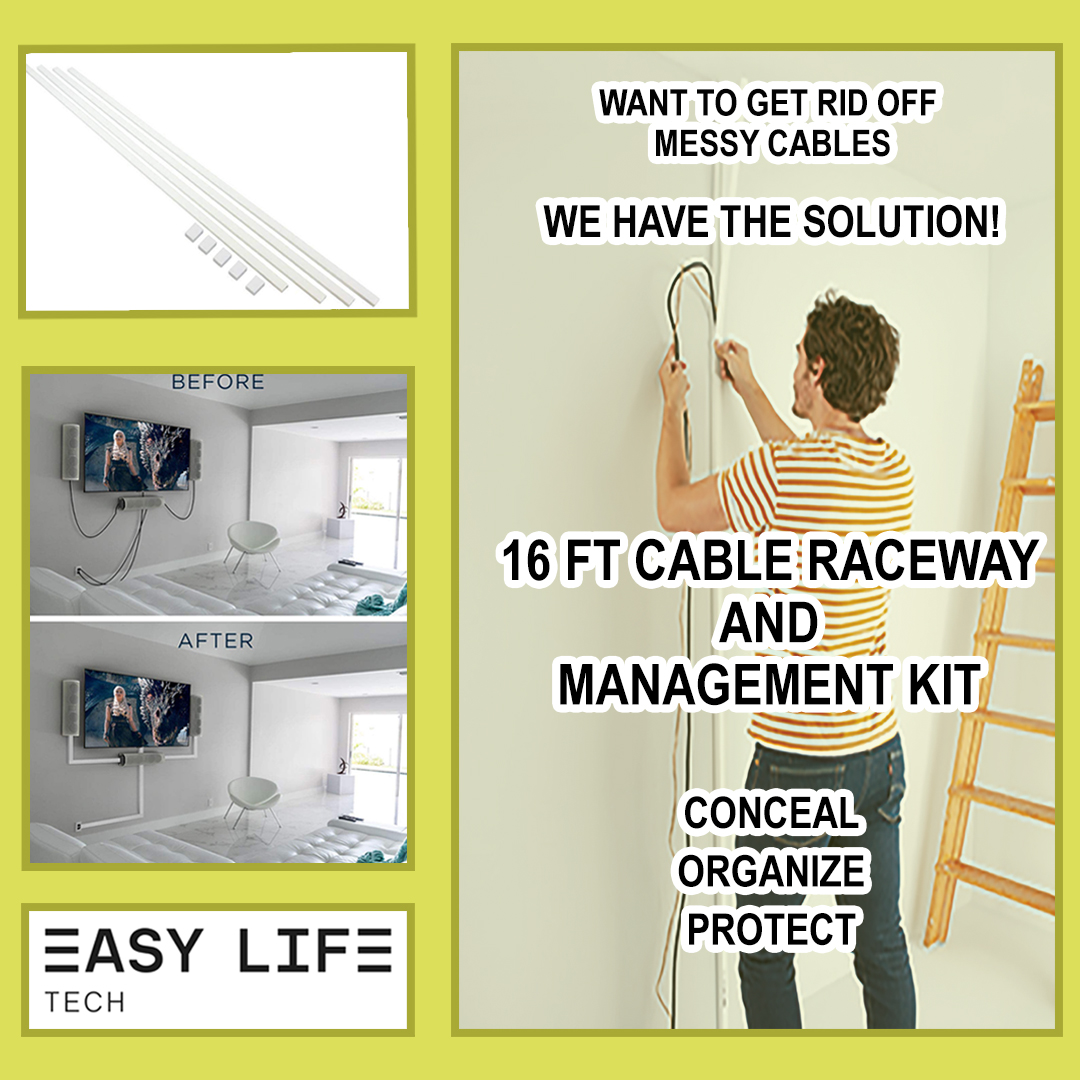 Conceal and organize messy cables 16 ft cable raceway management Kit ...