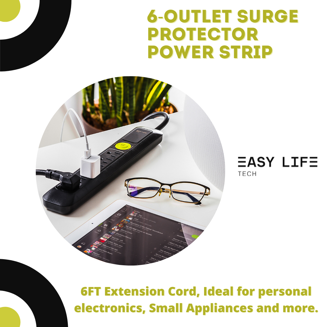 6 Outlet Surge Protector Power Strip - EasyLife Tech by FAMATEL